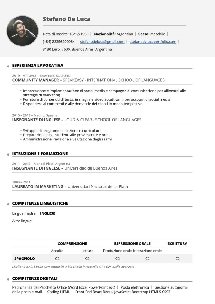 How to Create an Italian Resume from Scratch: Guidelines and Sample ...